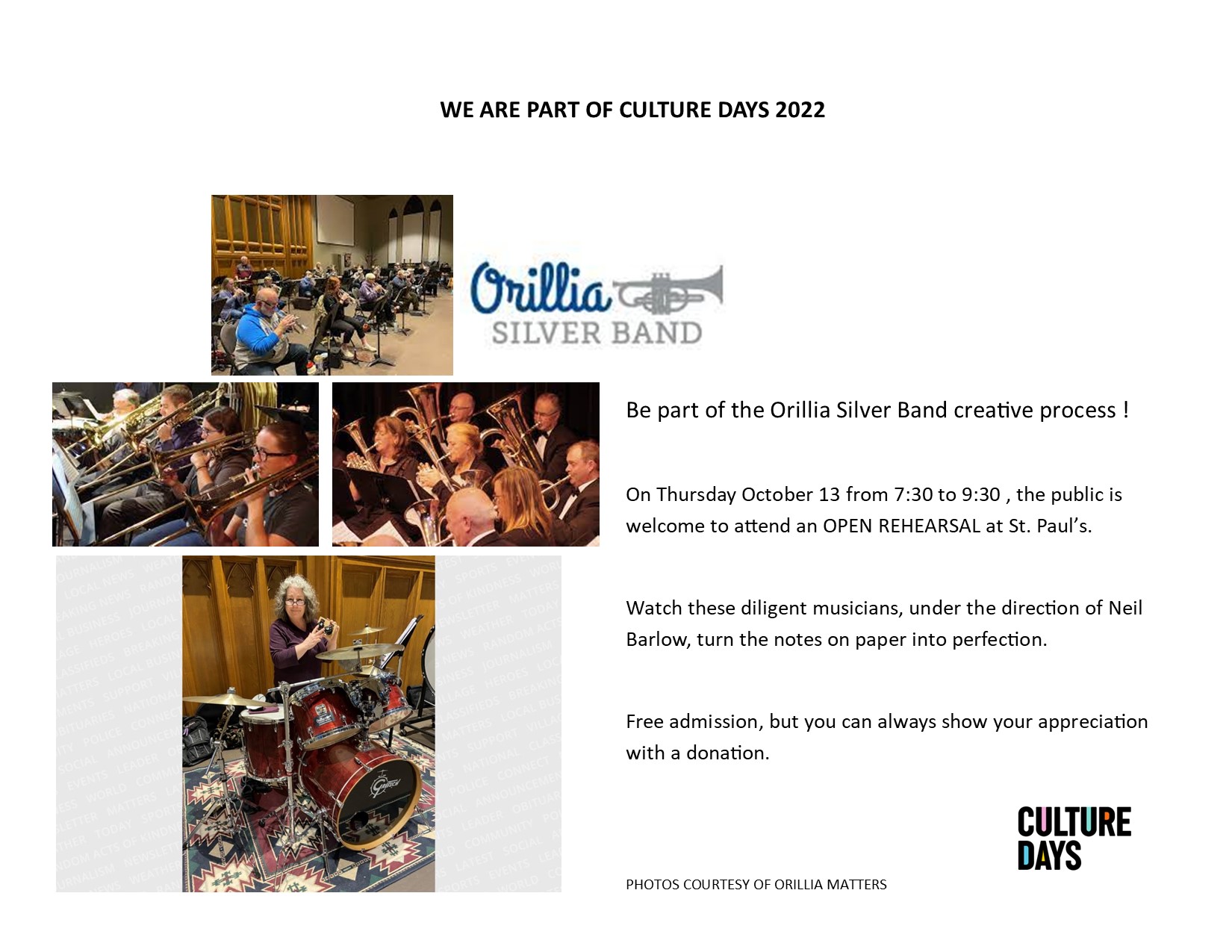 The Orillia Silver Band Open Rehearsal | Culture Days 2022
